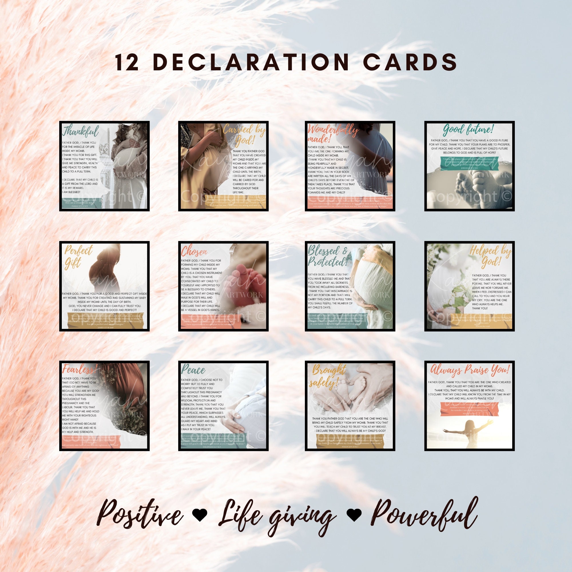 Pregnancy and Birth Declaration Cards, Positive, Life-giving, Powerful ...