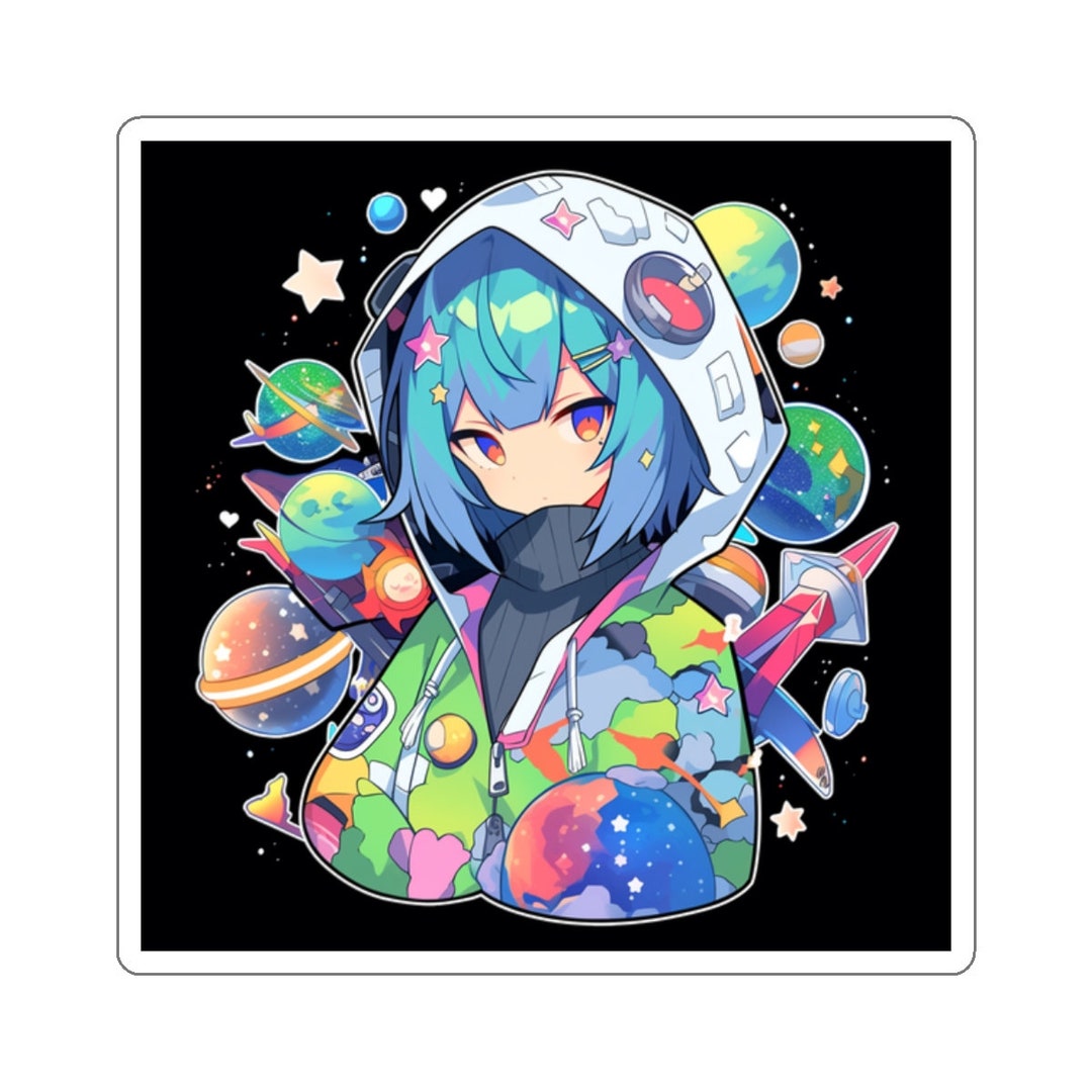 Space Girl Sticker With Planets Cosmic Adventure Art Kiss-cut Stickers ...