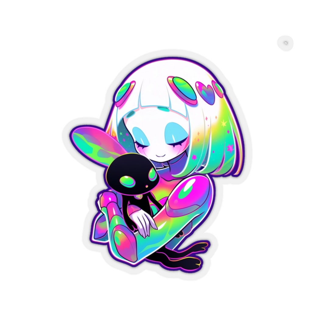 Interplanetary Bond: Smiling Alien Girl With Her Alien Pup Sticker - Etsy