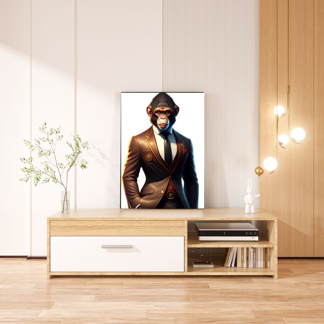 Monkey Vintage Portrait Chimp Painting Altered Art Print - Etsy