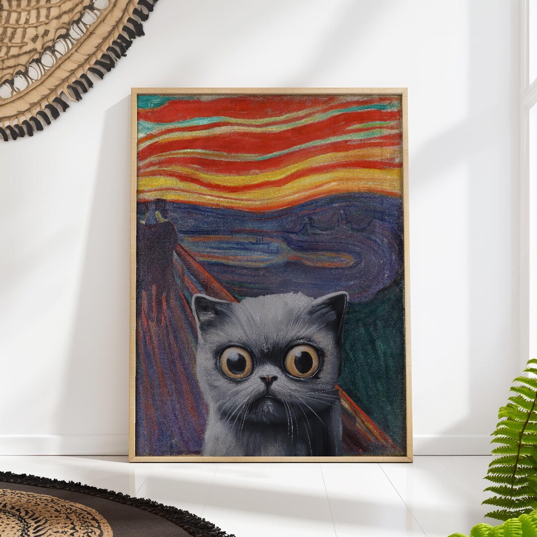 The Scream Cat Munch Art Print, Quirky Funny Animal Poster - Etsy