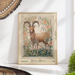 William Morris Inspired Ibex Art Print - Vintage Botanical Garden ...