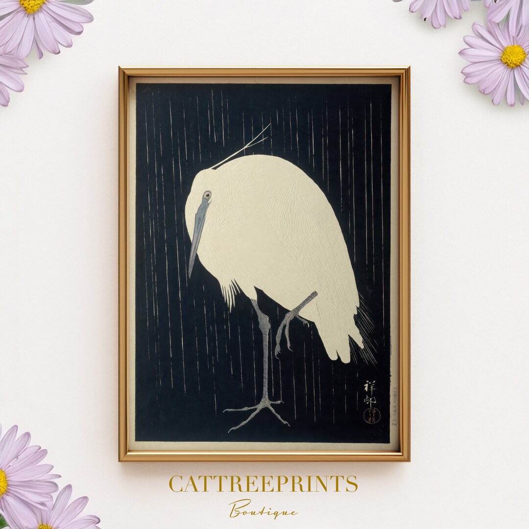 Japanese Egret Print Ohara Koson Bird Art Japandi Decor | PRINTED on ...