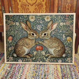 William Morris Rabbit Print - Vintage Floral Woodland Wall Art Farm ...