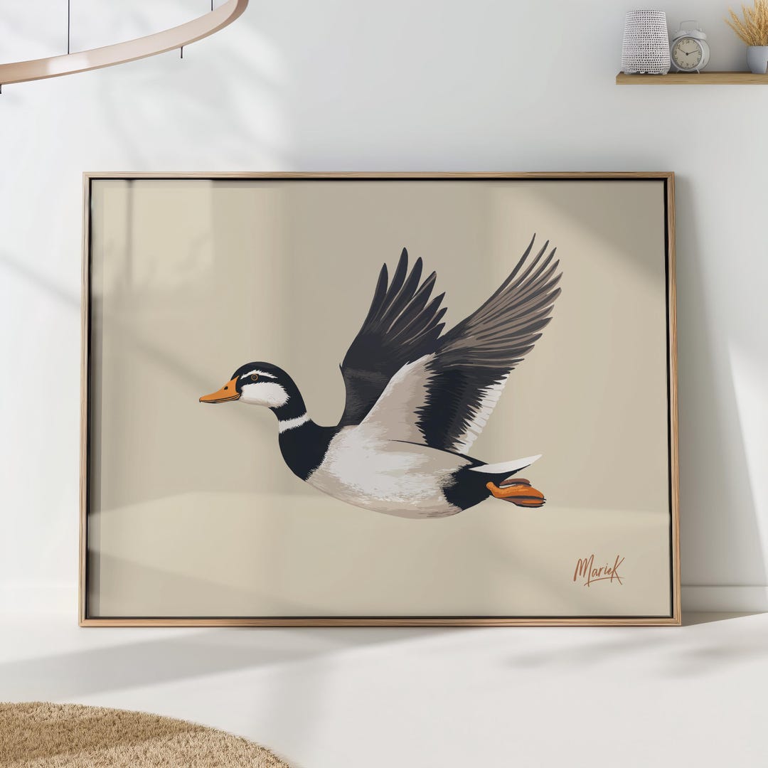 Flying Indian Runner Duck Art Print - Elegant Bird Wall Art, Nature ...
