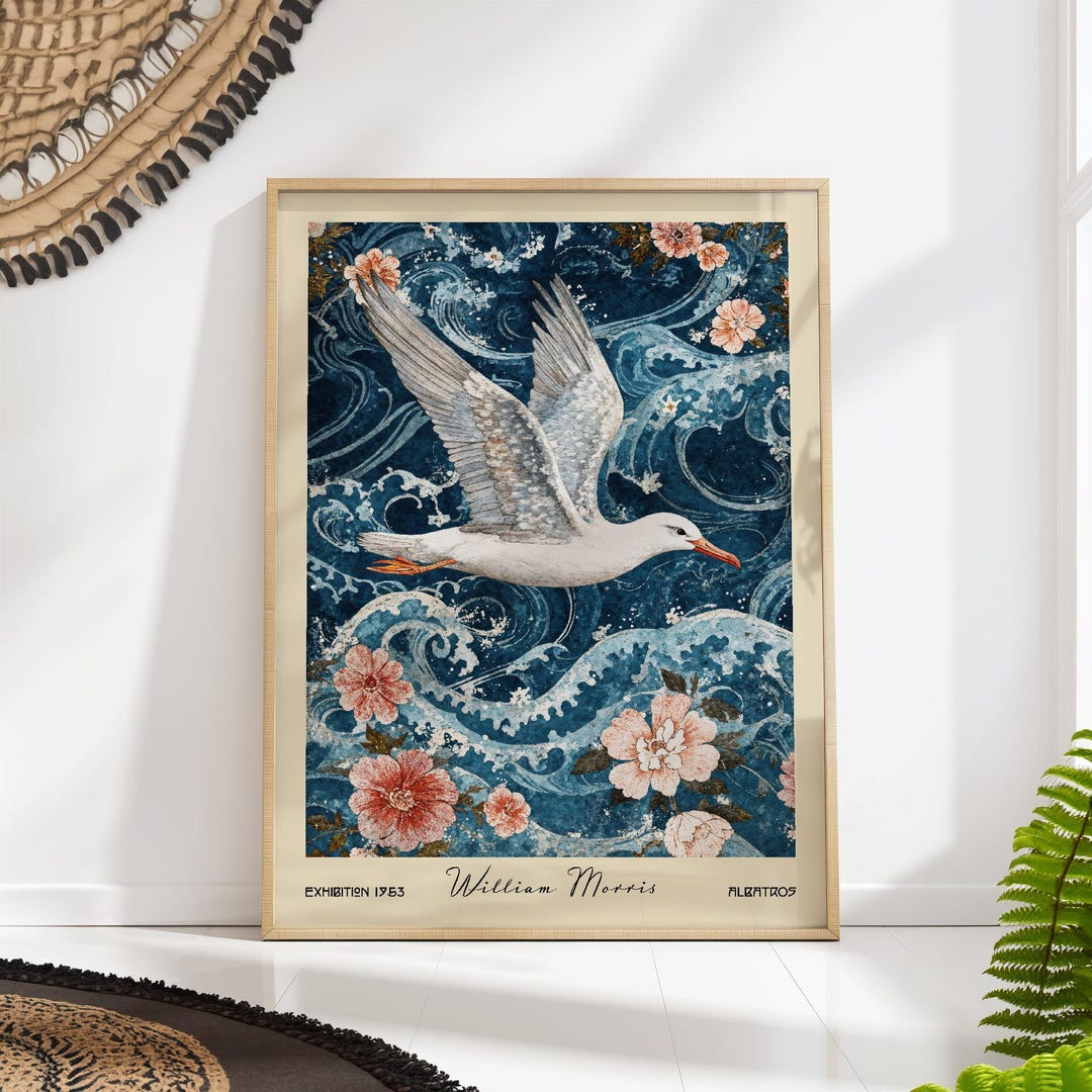 William Morris Albatross Print, Vintage Bird and Floral Illustration ...