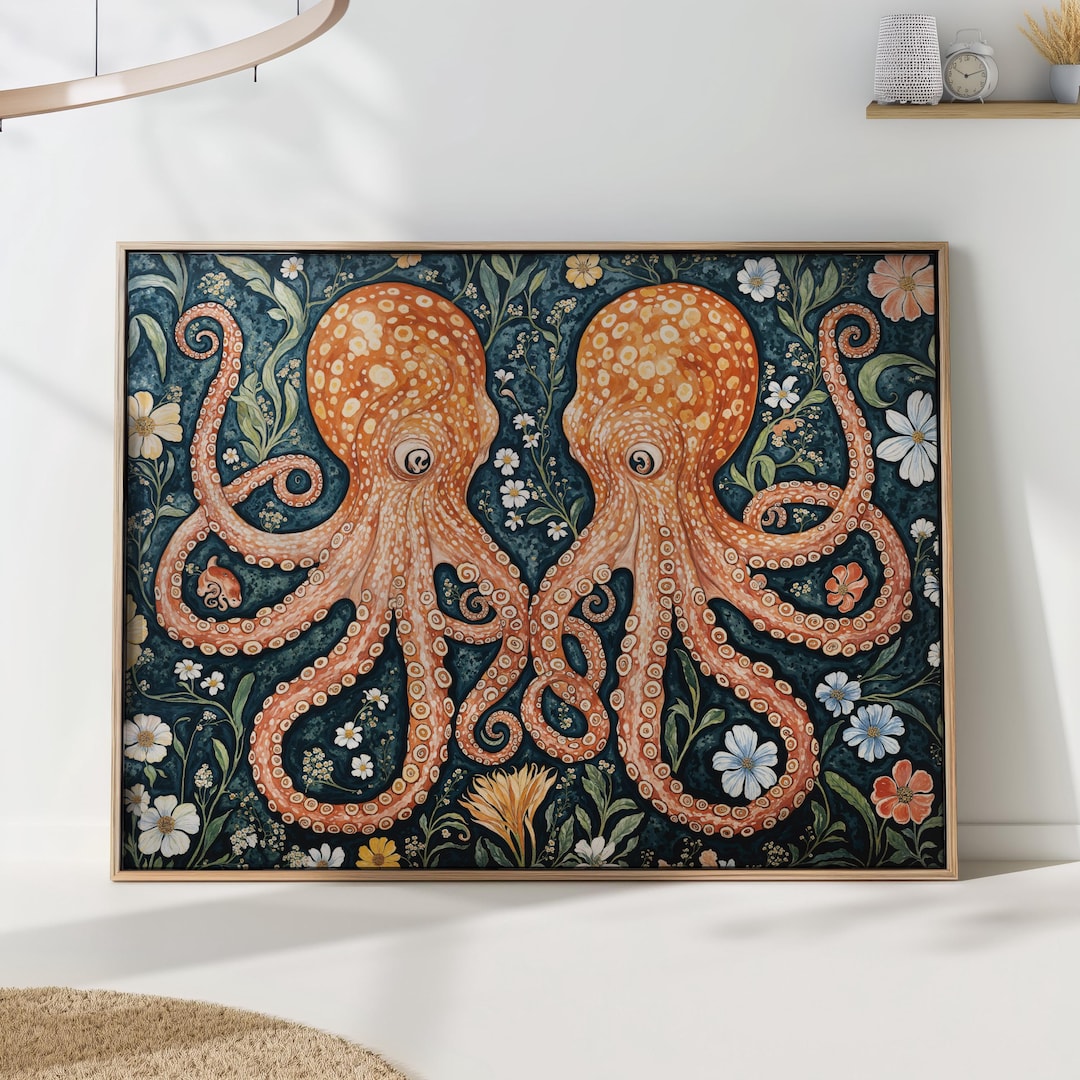 William Morris Octopus Wall Art - Botanical Marine Life Print for ...