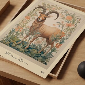 William Morris Inspired Ibex Art Print - Vintage Botanical Garden ...