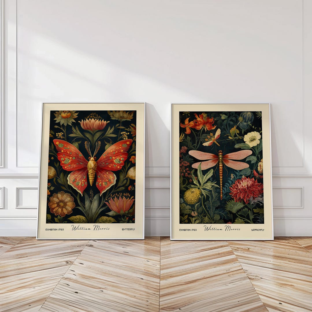Set of 2 William Morris Insects Prints – Butterfly and Dragonfly ...