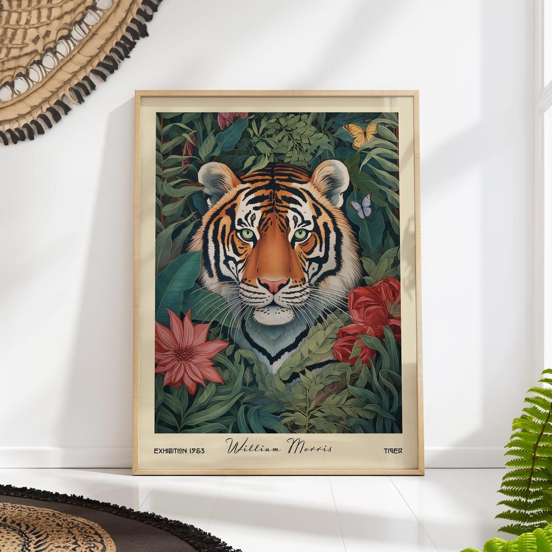 William Morris Tiger Art Print - Vintage Botanical Jungle Poster - Etsy