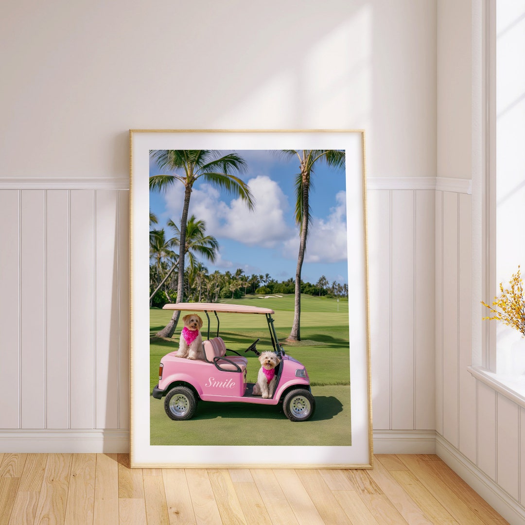 Smiling Dogs Golf Print, Fun and Whimsical Wall Art, Ideal Gift for Pet ...