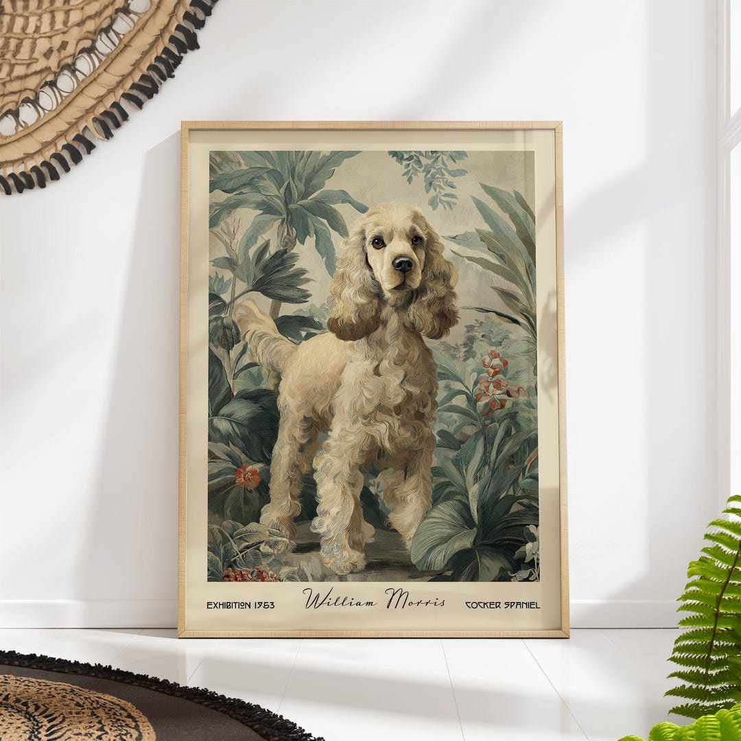 William Morris Cocker Spaniel Art Print – Floral Dog Wall Decor - Etsy
