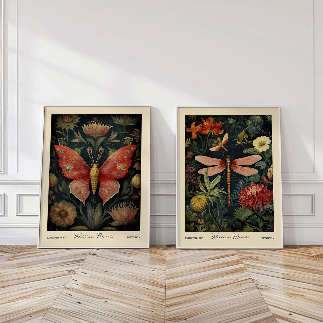 Set of 2 William Morris Insects Prints – Butterfly and Dragonfly ...