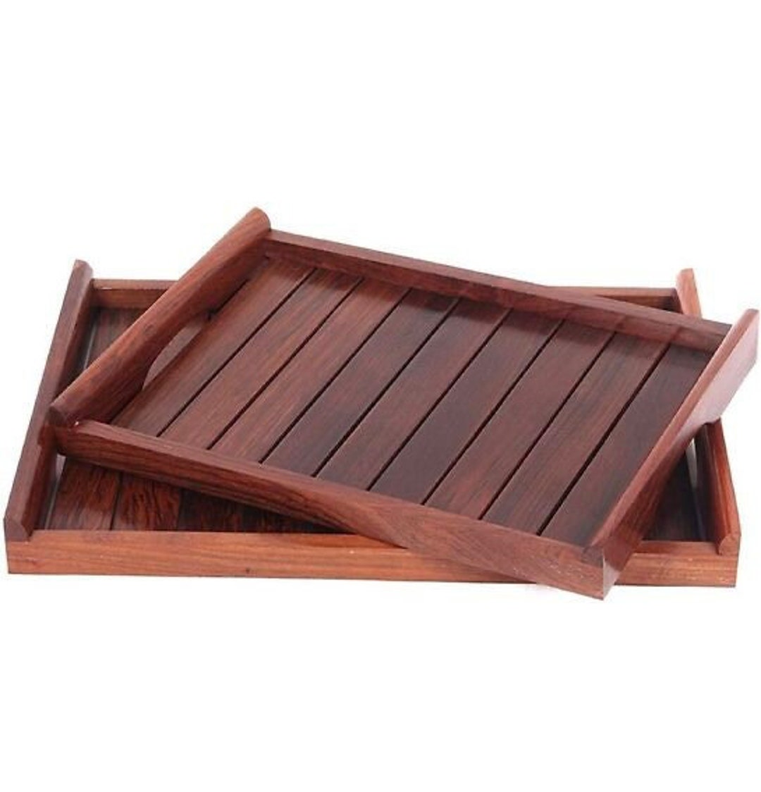 Handmade Wooden Coffee Tray Set of 2 Great for Serving Food - Etsy