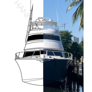 Personalized Boat Drawing Custom Line Art Your Boats Design Line ...