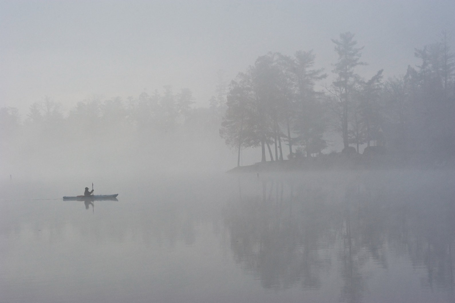 Kayaker at Daybreak, Nature Photography, Landscape Photo, Black and ...