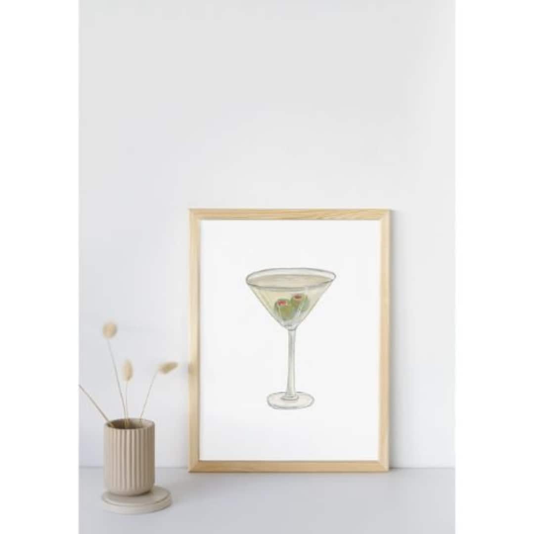 Dirty Martini Art Print Bar Cart Decor Digital Download Cocktail Wall ...