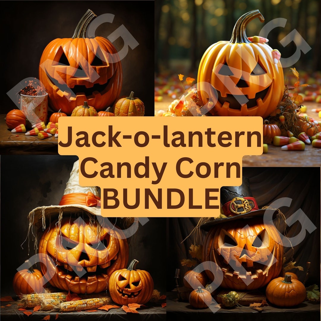 Halloween Candy Corn Jack O Lantern PNG Bundle of 4 Images, 300 DPI ...