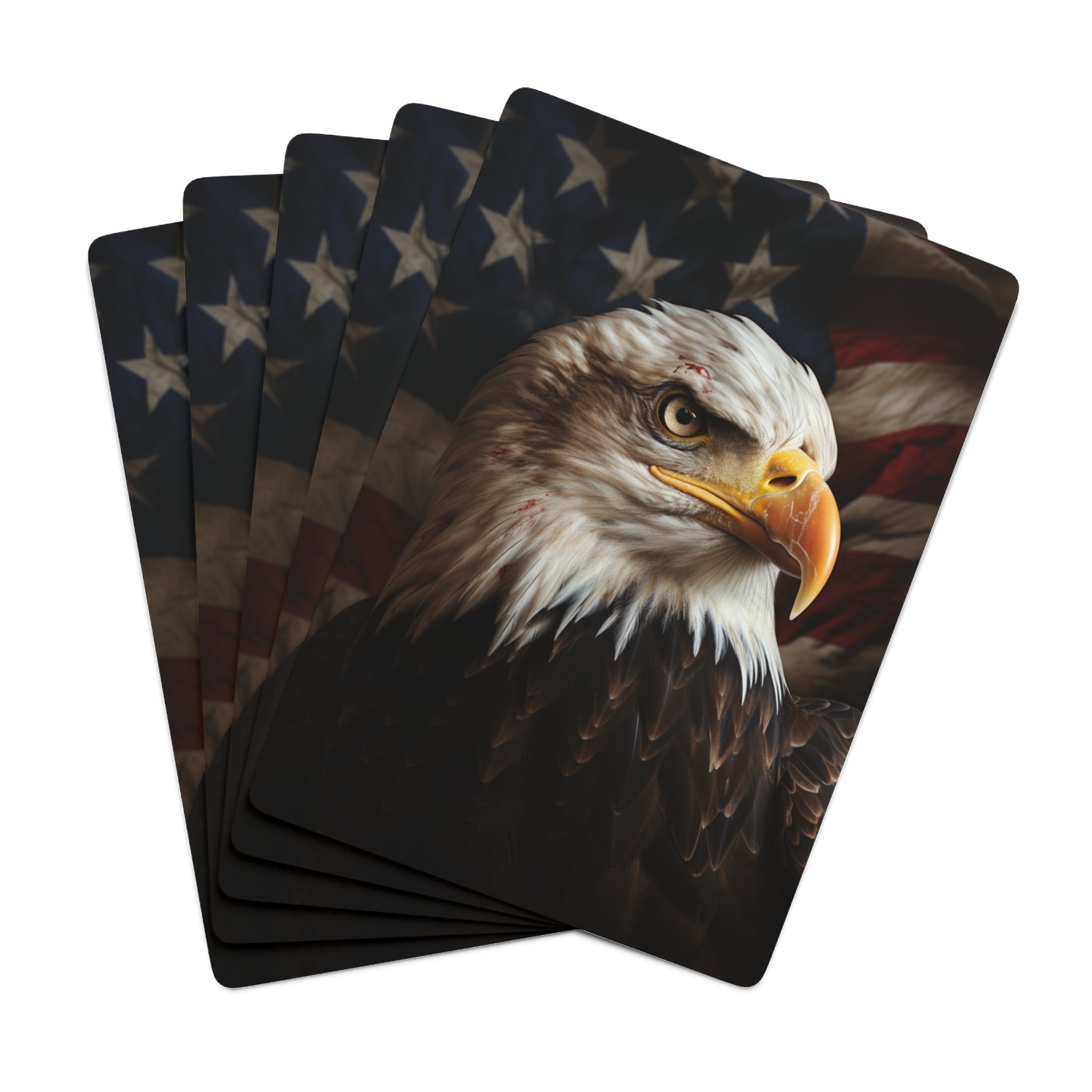 Patriotic Bald Eagle With US Flag Poker Deck Playing Cards, Christmas ...