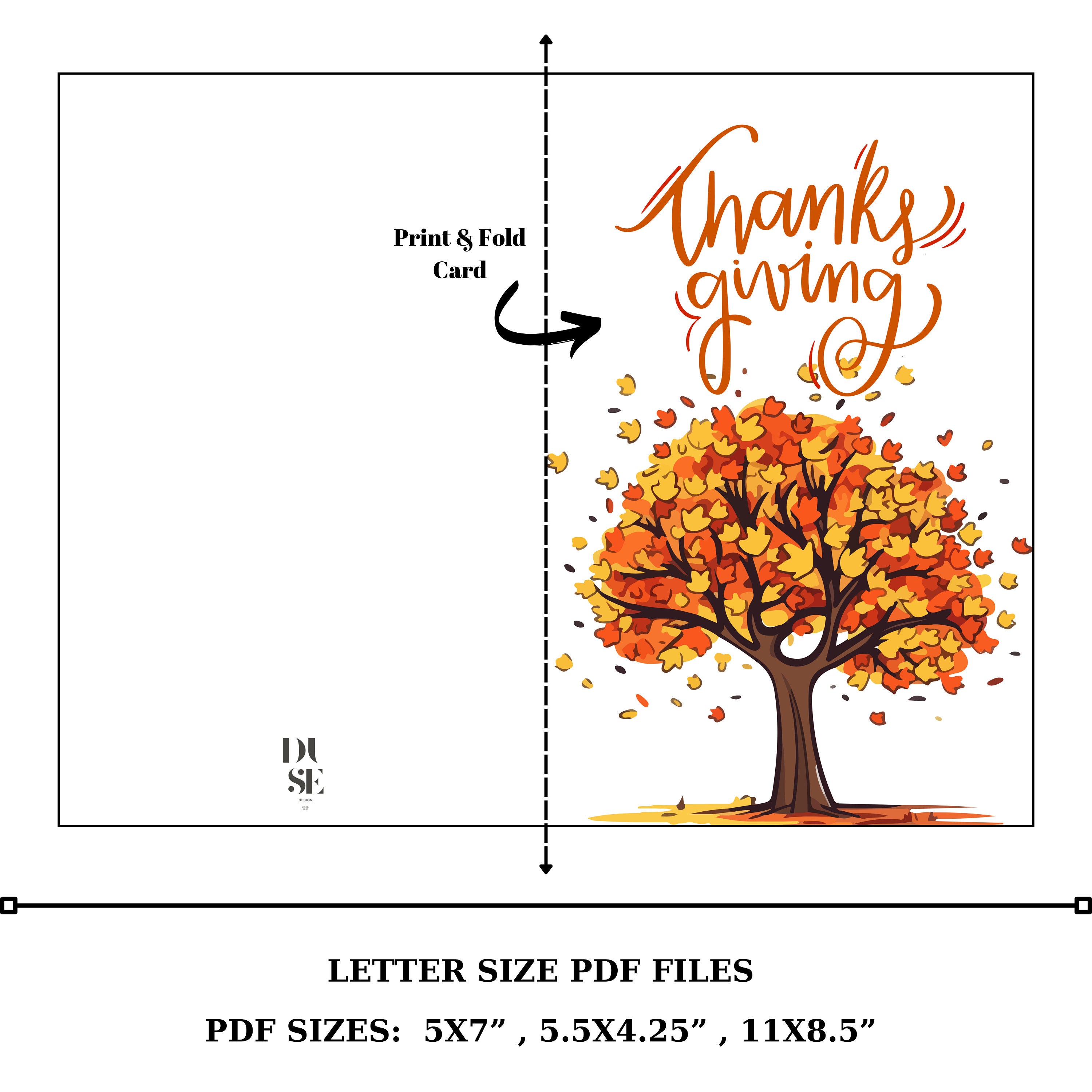Printable Thanksgiving Card Instant Download PDF Tree - Etsy
