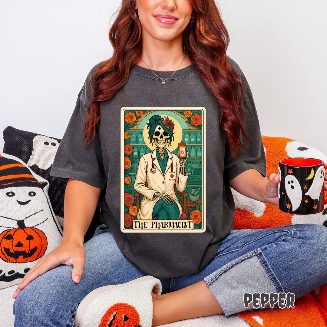 Skeleton Pharmacist Shirt Healthcare Worker Halloween Gift Vintage ...
