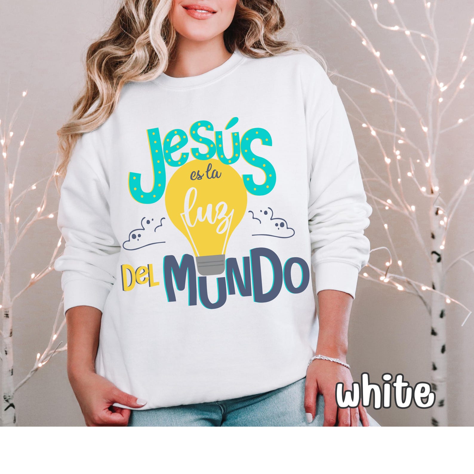 Jesus Es La Luz Del Mundo Sweater Spanish Christmas Spanish Sweater ...