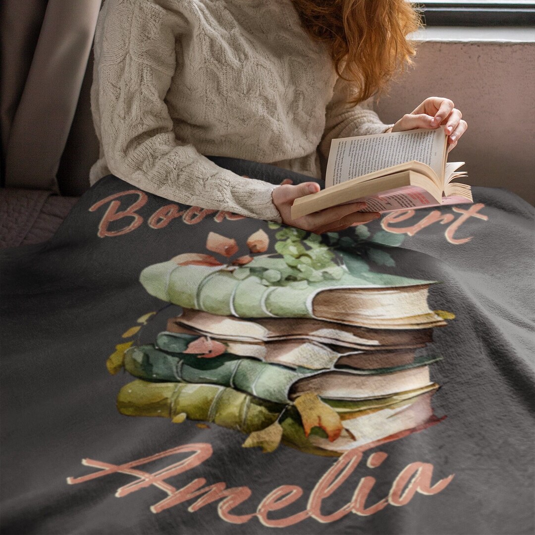 Personalized Bookish Sherpa Fleece Blanket, Literary Soft Throw Blanket ...