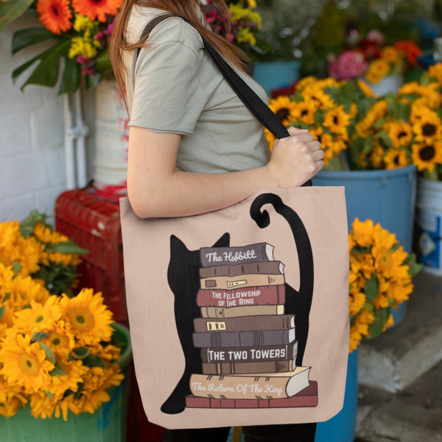 Personalized Cat Bookish Tote Bag, Custom Cat Lover Book Bag, Gift for ...