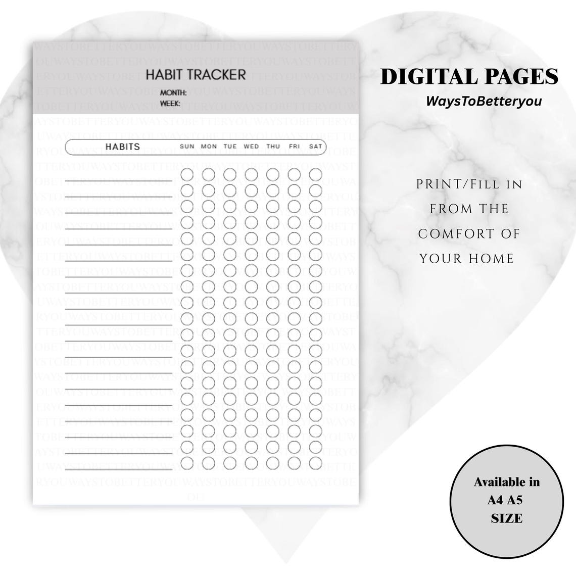 Habit Tracker Printable | Canva Template | A4 A5 Checklist - Etsy