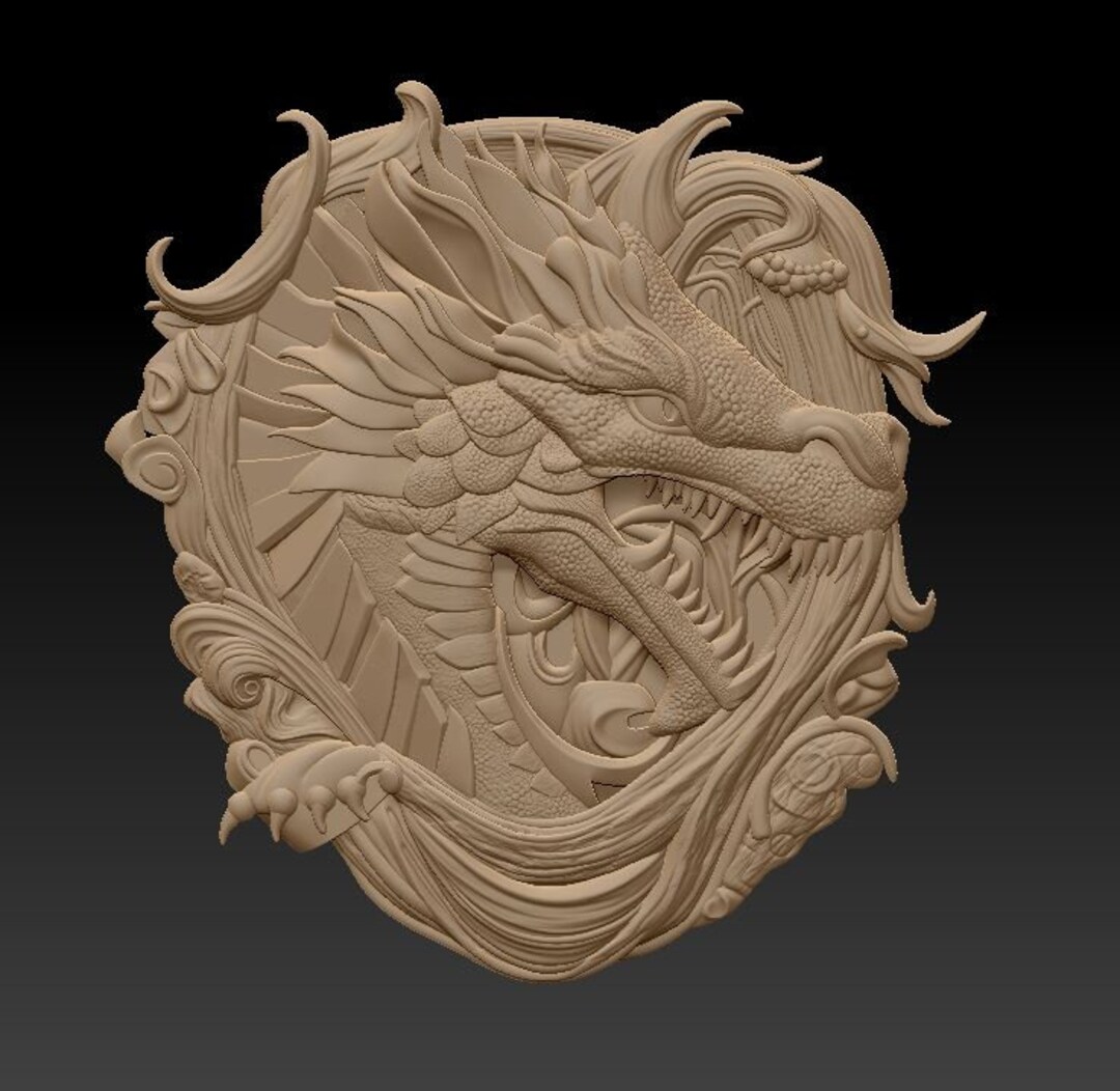 Dragon Face Stl , Panel Relief for CNC Router Aspire Carving Engraver ...