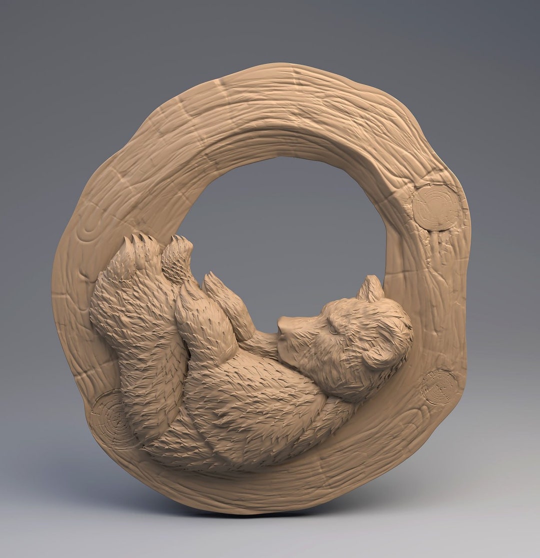 Bear in Wood Stl Model , Wall Decor , Panel Relief for CNC Router ...
