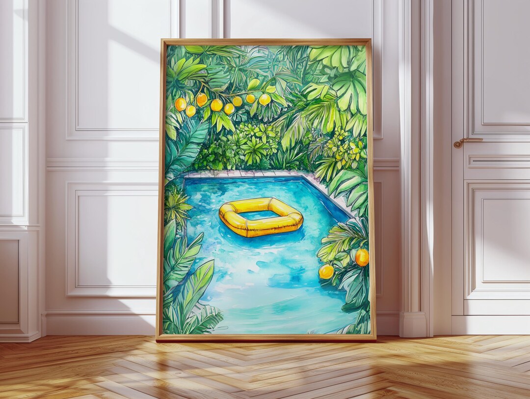 Swimming Pool Art Printable, Pool Float Wall Art, Summer Art Print ...