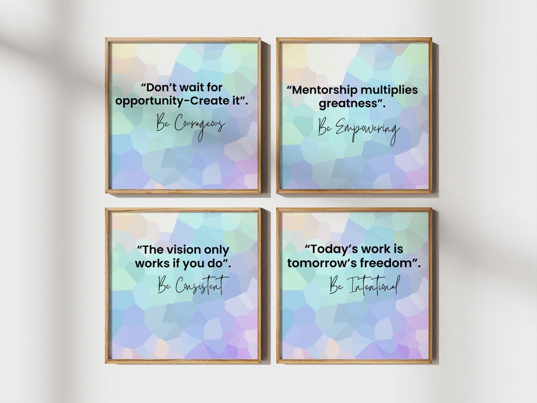 Home Office Cubicle Decor | Multicolor Office Gallery Wall Set of 4 ...