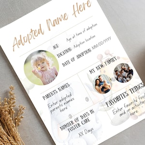 Adoption Keepsake Printable Personalized Adoption Day Gift for Child ...