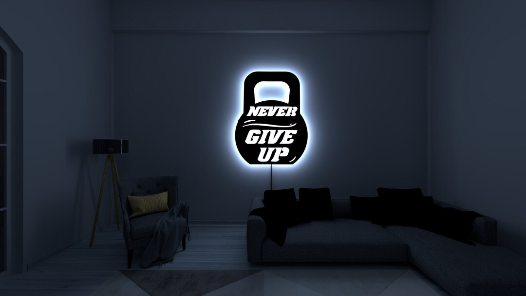 Dumbell Led Sign, GYM Led Sign, Bodybuilding Wall Art With Led Light ...