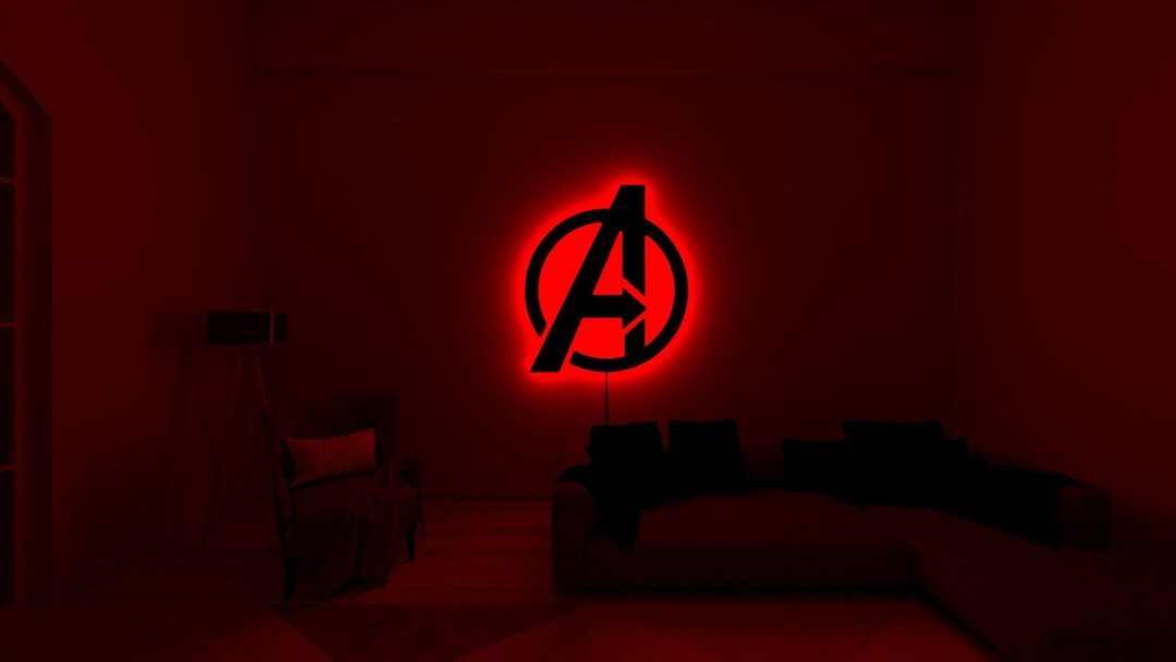 Avengers Wood Wall Art, Marvel Wall Decor, Avengers Led Sign, Marvel ...