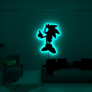 Sonic RGB Sign, Sonic Wooden Wall Decor, Sonic Led Light Sign, Rgb Wall ...