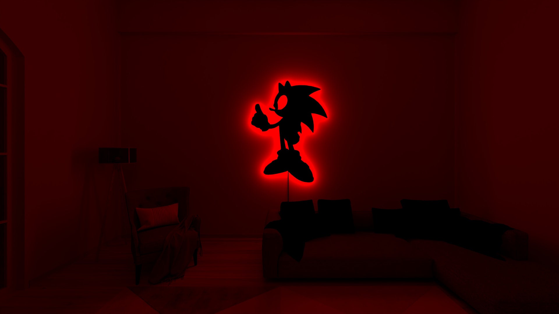 Sonic RGB Sign, Sonic Wooden Wall Decor, Sonic Led Light Sign, Rgb Wall ...