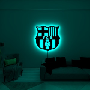 FC Barcelona LED Wall Sign: RGB Football Club Decor - Etsy