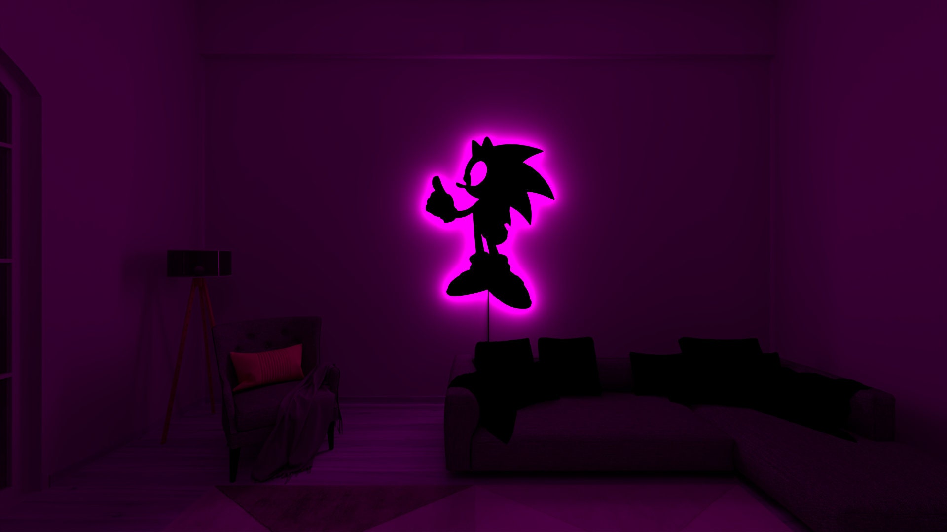 Sonic RGB Sign, Sonic Wooden Wall Decor, Sonic Led Light Sign, Rgb Wall ...