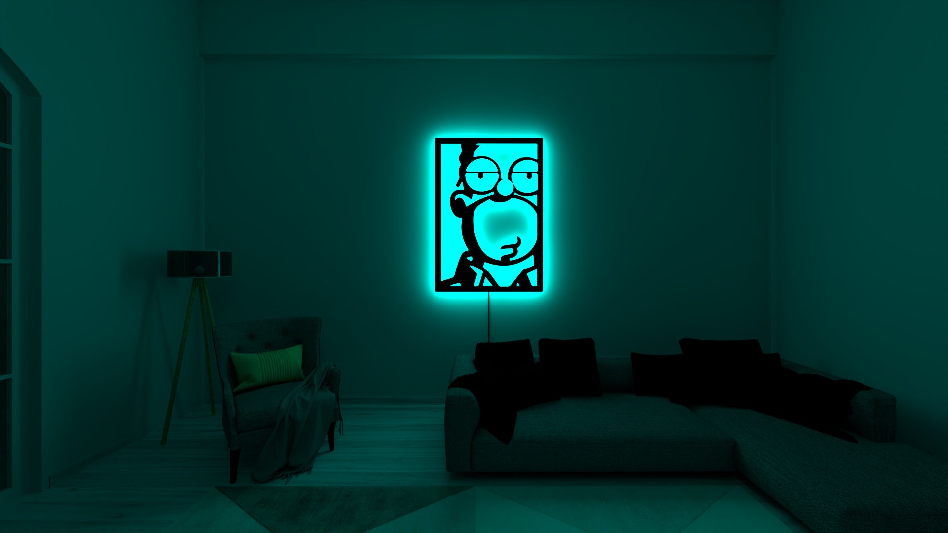 Simpson RGB Lights Decor Homer Simpson Character Wooden - Etsy