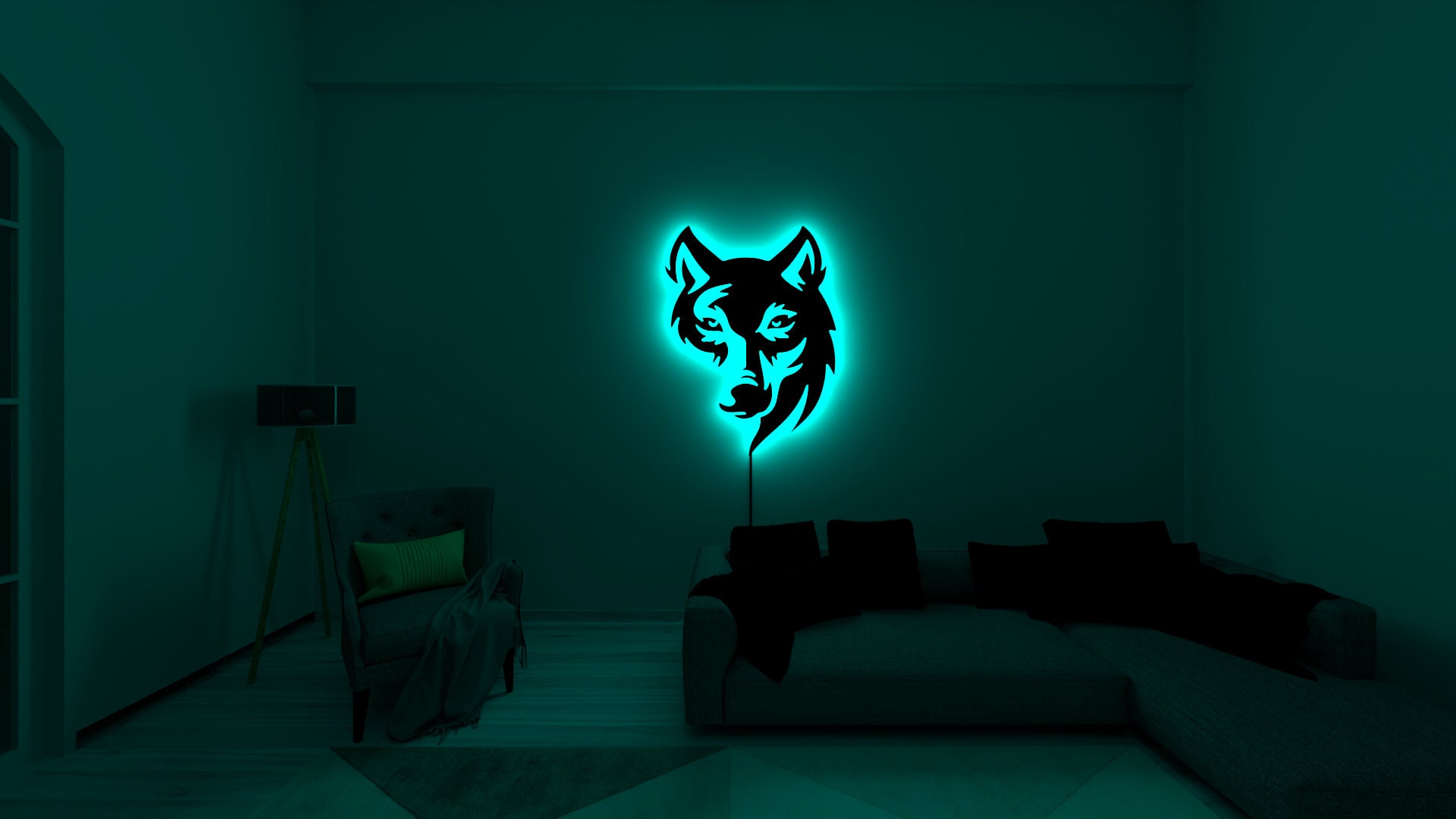 Wolf Lighted up Wall Art, Wood Wall Art With RGB Lights, Wood Wall ...