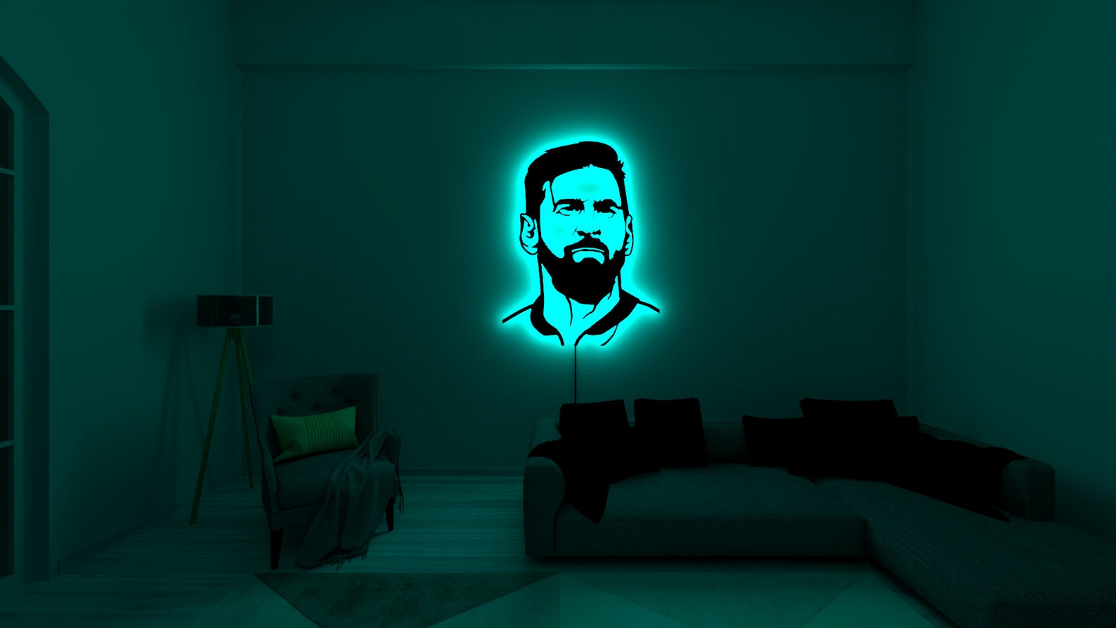 Lionel Messi Led Sign, Lionel Messi Wall Art, Football Led Sign, Kids ...