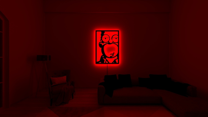 Simpson RGB Lights Decor Homer Simpson Character Wooden - Etsy