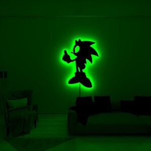 Sonic RGB Sign, Sonic Wooden Wall Decor, Sonic Led Light Sign, Rgb Wall ...
