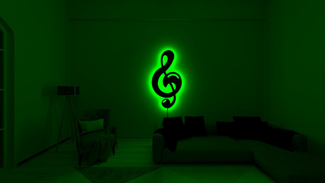 Treble Clef LED Wall Decor: Music Studio Lighting - Etsy