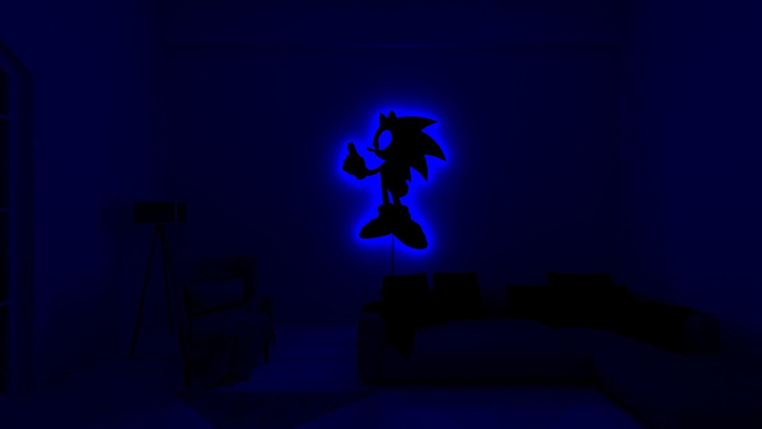 Sonic RGB Sign, Sonic Wooden Wall Decor, Sonic Led Light Sign, Rgb Wall ...