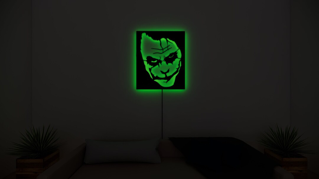 Joker Wall Art With RGB LED Lights Joker heath Ledger - Etsy