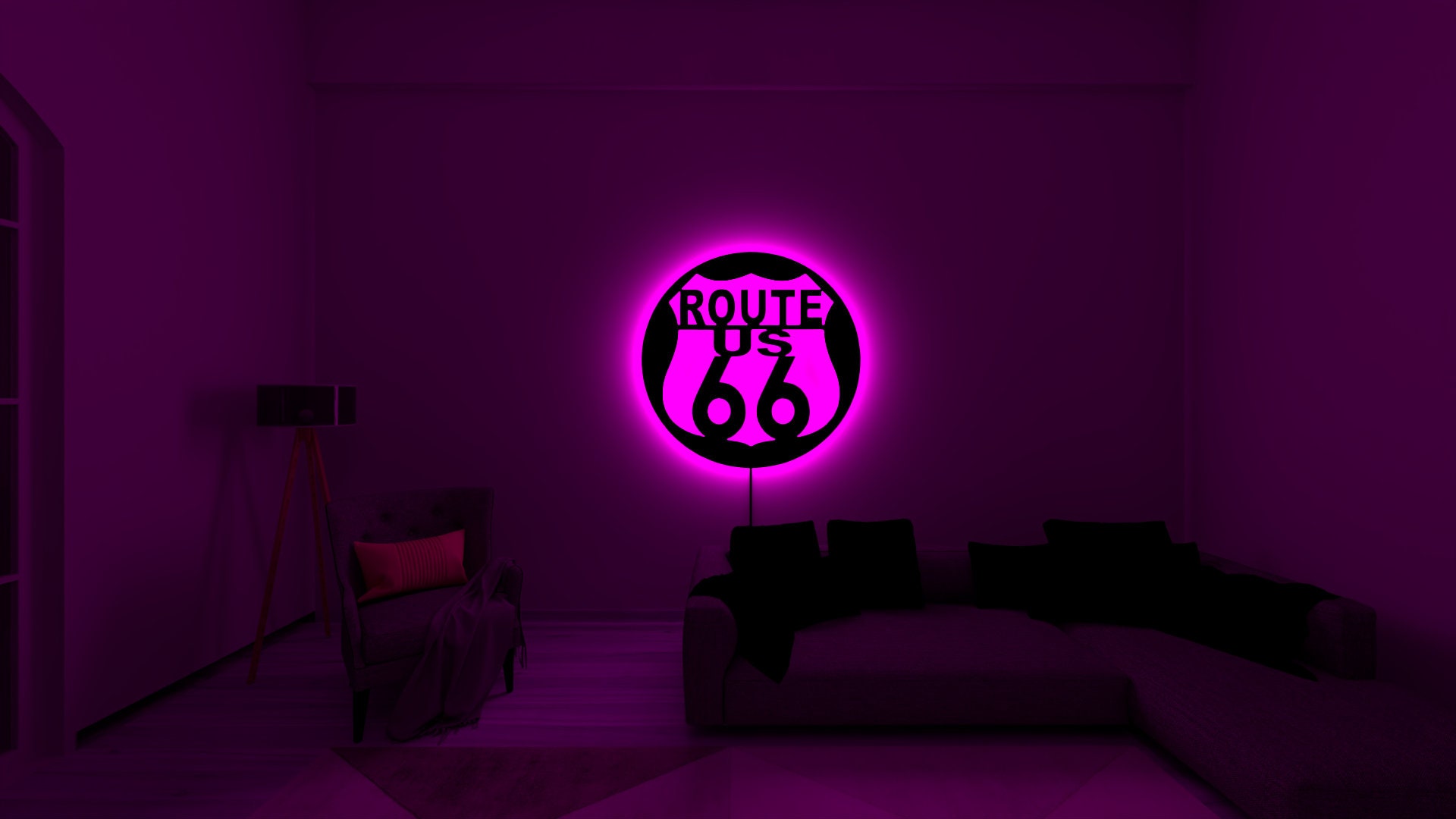 Route 66 Wall Decor, Route 66 Led Sign, Route 66 Wall Hanging, Led Wall Art, Home Decor, Garage ...