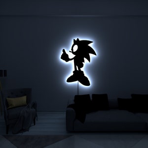 Sonic RGB Sign, Sonic Wooden Wall Decor, Sonic Led Light Sign, Rgb Wall ...